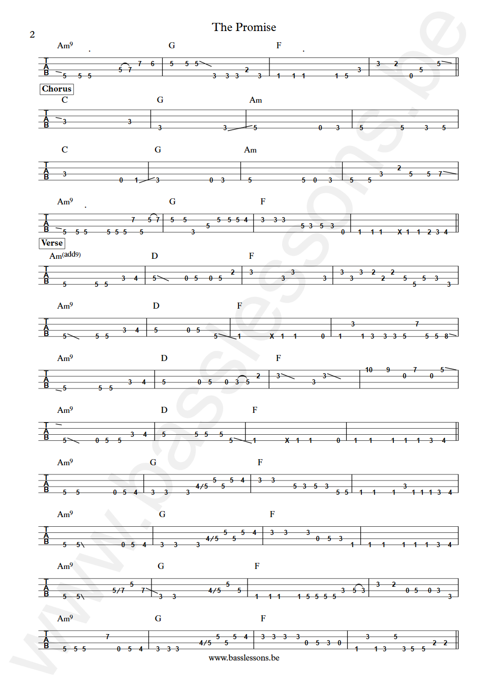 Arcadia - The promise | Bass Transcription | Mark Egan