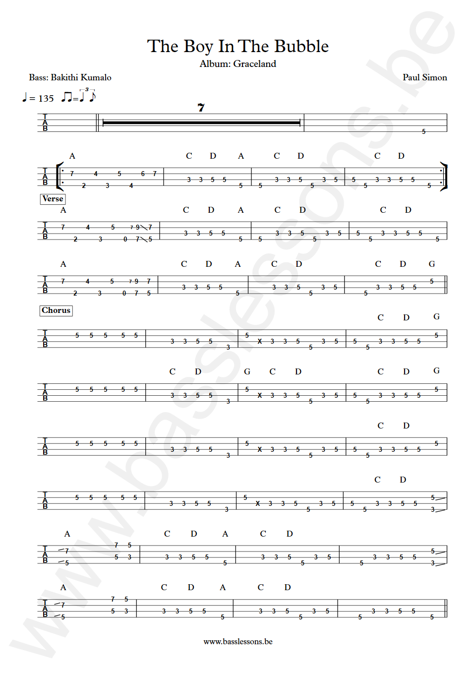 Paul Simon - The Boy In The Bubble | Bass Transcription | Bakithi Kumalo