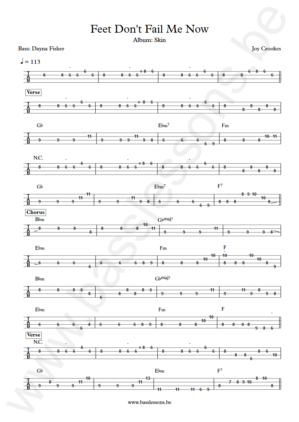 Joy Crookes - Feet Don't Fail Me Now | Bass Transcription | Dayna Fisher